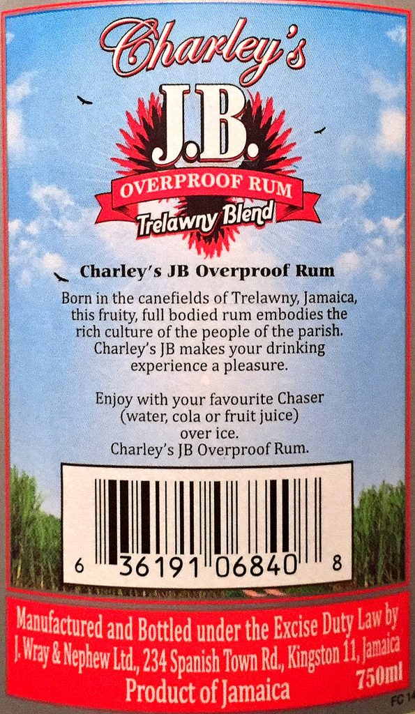Charley’s J.B. Overproof Jamaican White Rum – Review – The Lone Caner