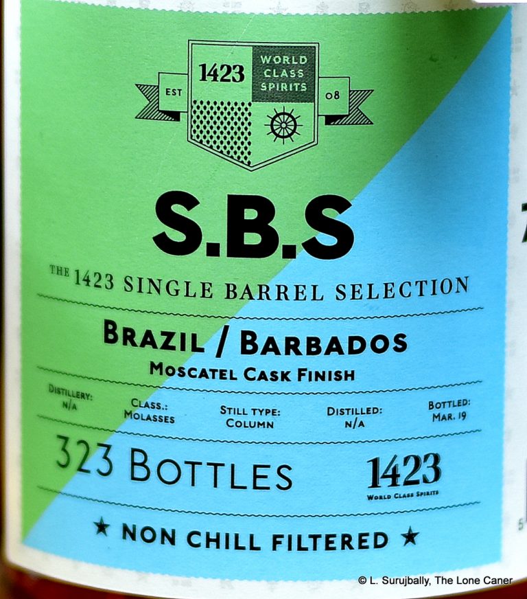 1423 S.B.S. Brazil/Barbados 2019 2YO Blended Rum – Review – The Lone Caner
